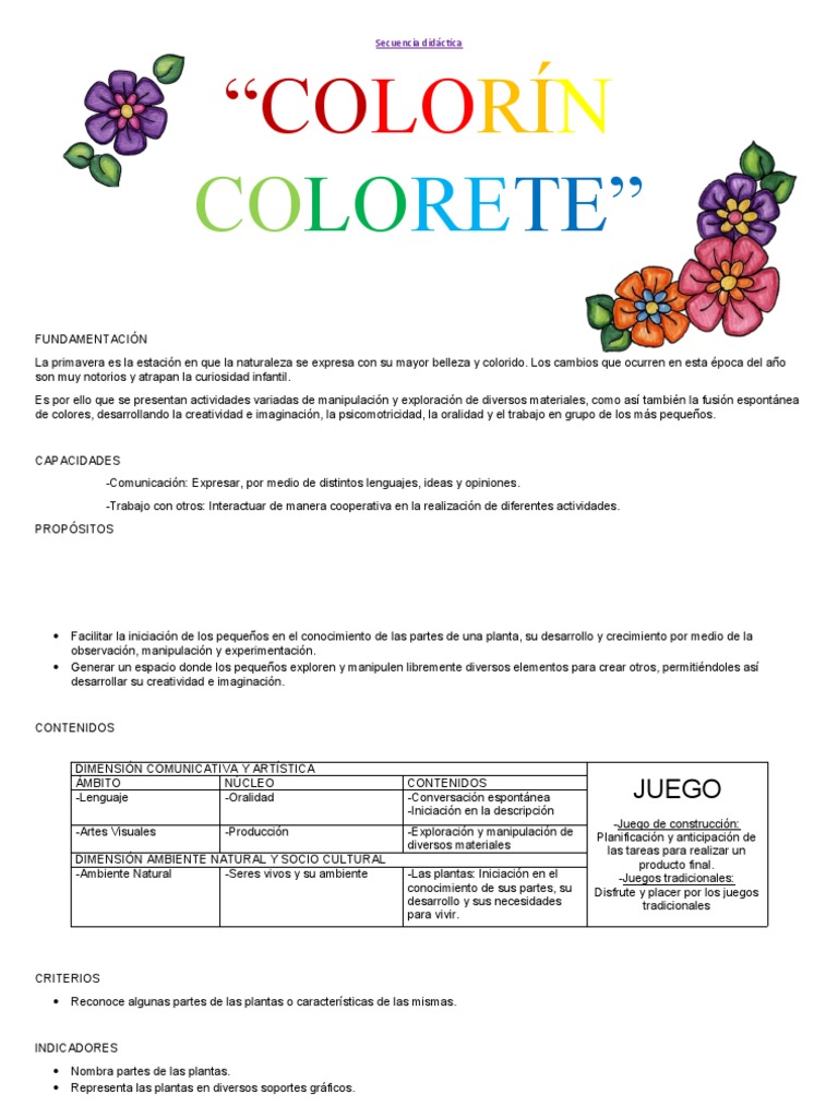 3 - Secuencia Didáctica Colorín Colorete | PDF | Pinturas | Creatividad