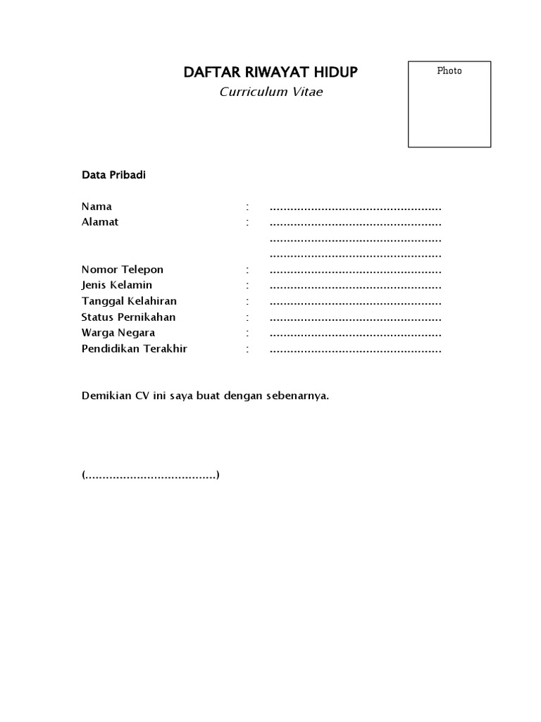 CV dan Data Pribadi Lengkap | PDF | Game & Aktivitas