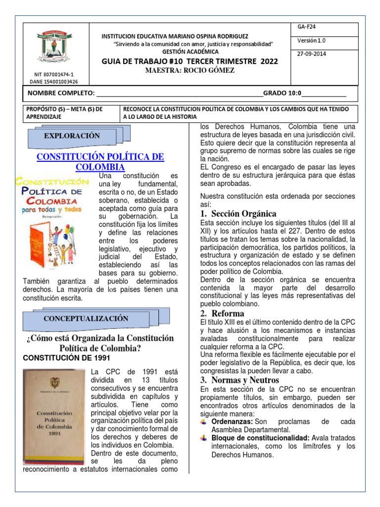 Guia 10 Deci 1664747920 | PDF | Constitución | Colombia