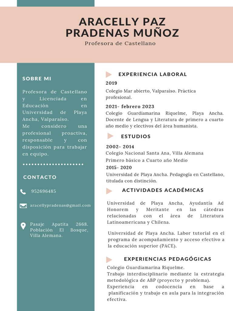 Curriculum Aracelly P. Pradenas Muñoz | PDF