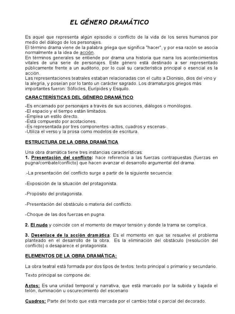 EL GÉNERO DRAMÁTICO Información | PDF | Monólogo | Teatro