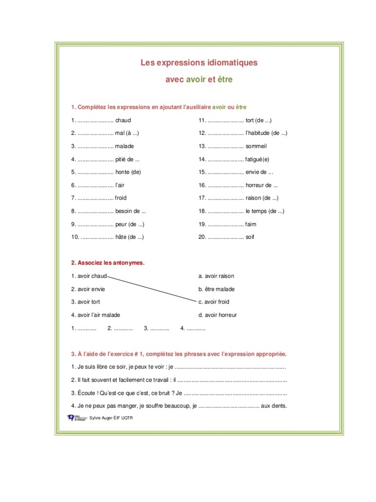 1 Etre Et Avoir | PDF