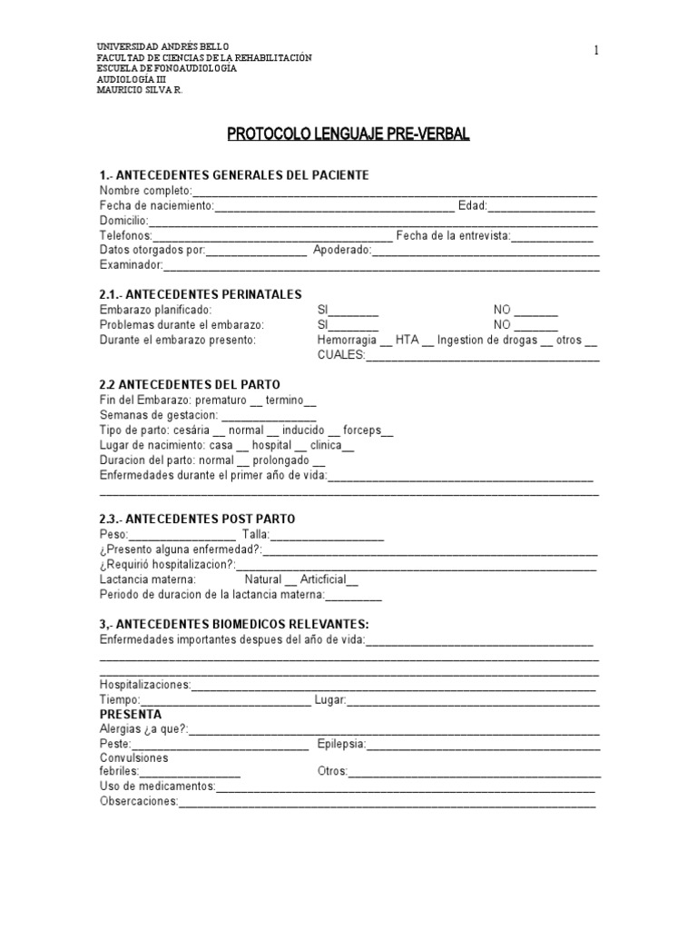 Protocolo Lenguaje Preverbal | PDF