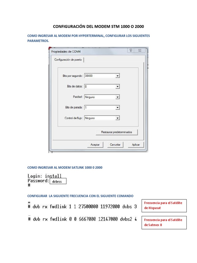CONFIGURACIÓN DEL MODEM STM 1000 O 2000 | PDF