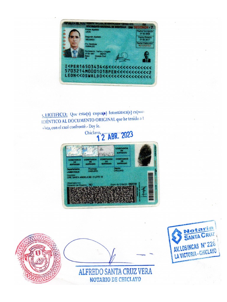 16 Fotocopia Del DNI Legalizado. | PDF