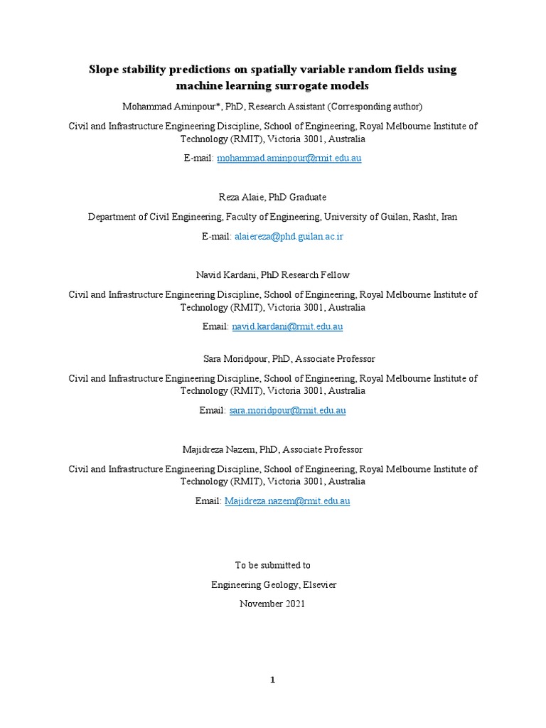 Slope Stability Predictions On Spatially Variable Random Fields Using ...
