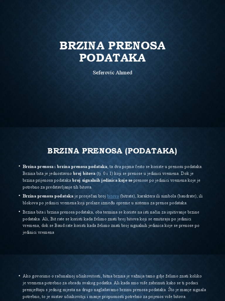 Brzina Prenosa Podataka | PDF