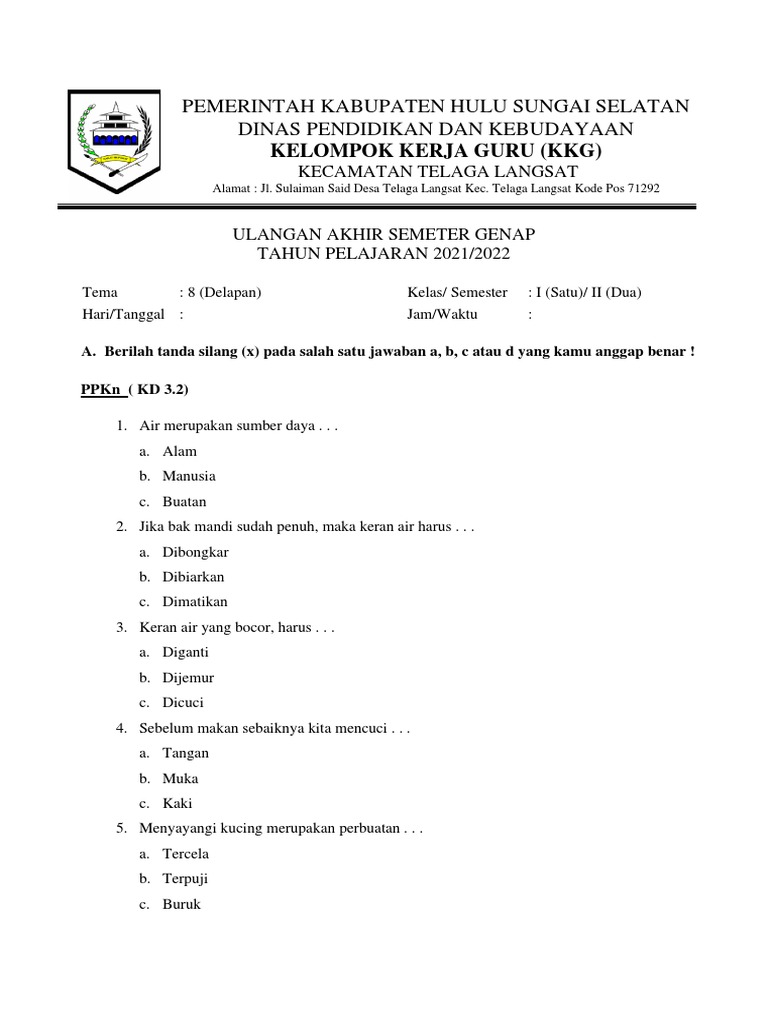 Kelas 1 - Tema 8 | PDF
