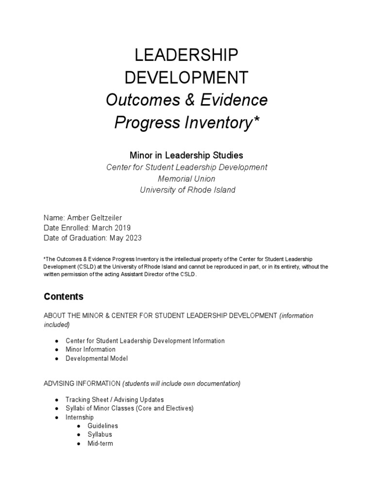Leadership Minor Inventory - Amber Geltzeiler | PDF | Leadership ...