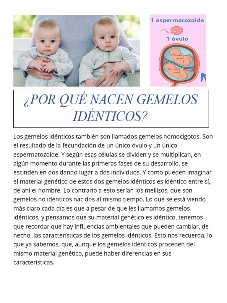 Origen y características de gemelos idénticos | PDF | Salud y bienestar