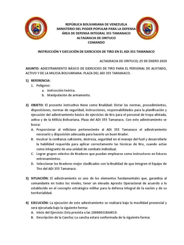 Instructivo - Adiestramiento Polígono - UCG 25ene2020 | PDF | Rifle | Herramientas