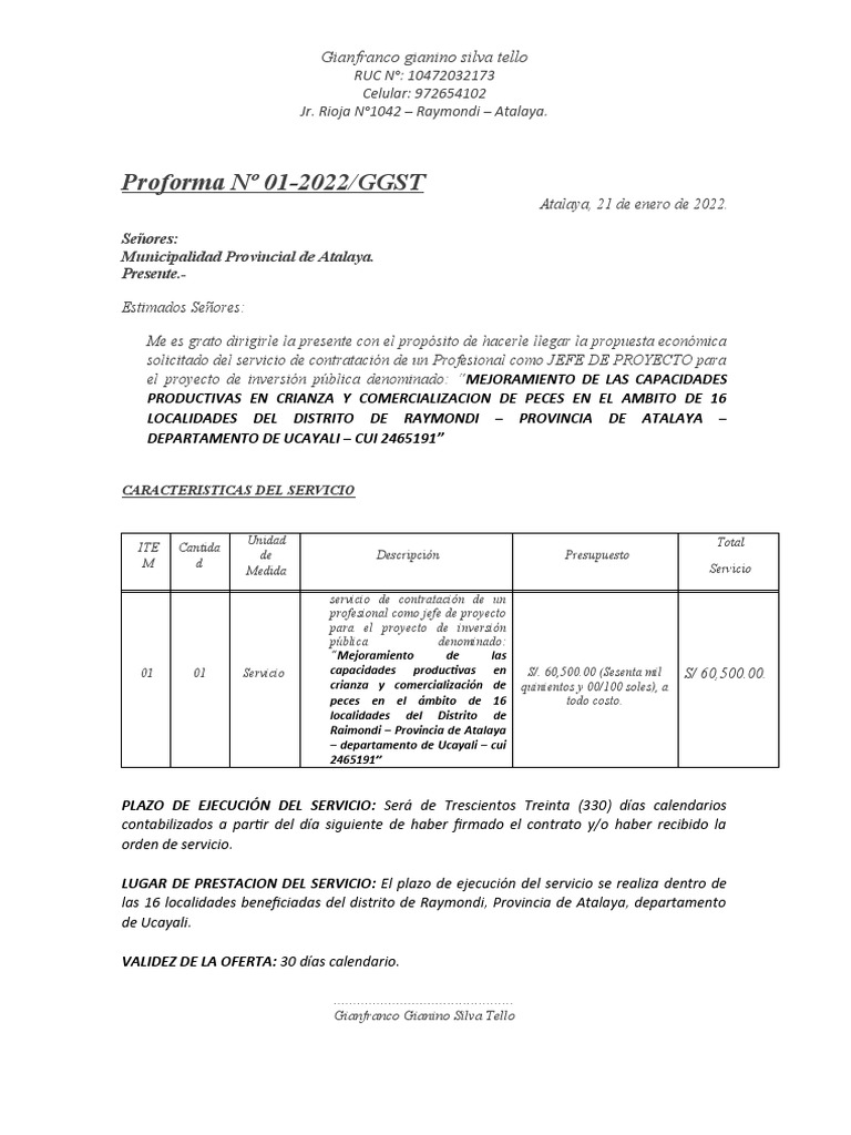 Proforma Gianino | PDF