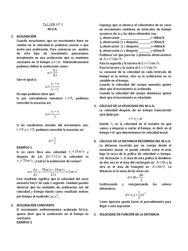 MUA | PDF | Velocidad | Aceleración