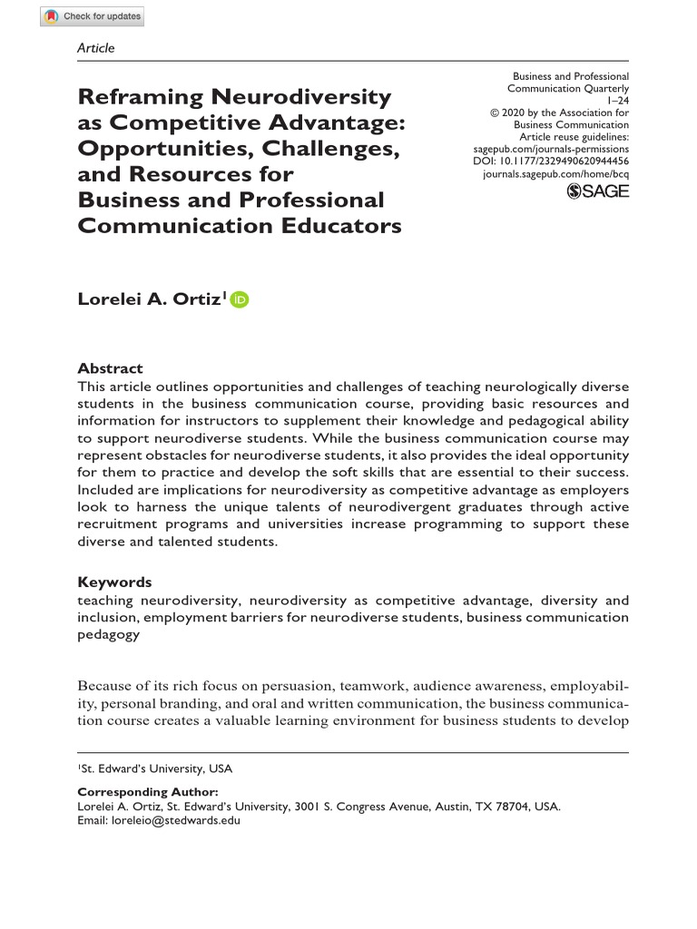 Reframing Neurodiversity as Competitive Advantage | PDF | Autism ...