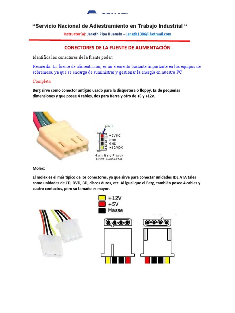 Conectores Fuente Poder | PDF | Computadoras personales | Equipo de oficina