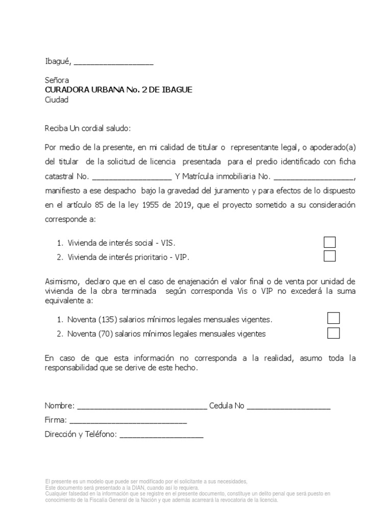 Declaracion Vivienda Interes Social - Vivienda Interes Prioritario | PDF