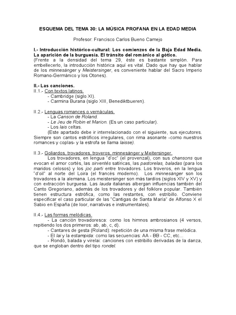 Música Profana en la Edad Media | PDF