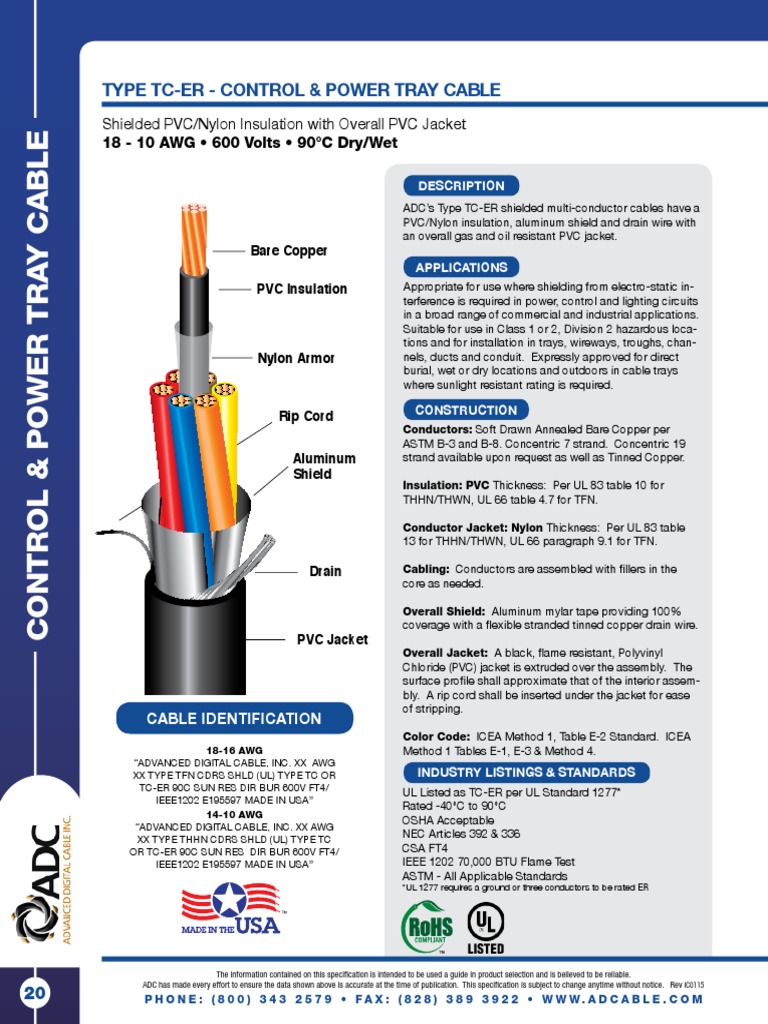 Control Cable Datasheet | PDF | Manufactured Goods | Electrical Equipment