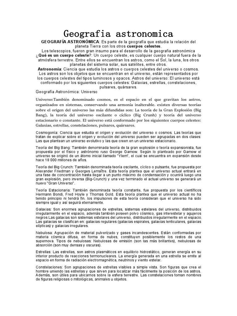 Geografia Astronomica | PDF | Universo | Cometa