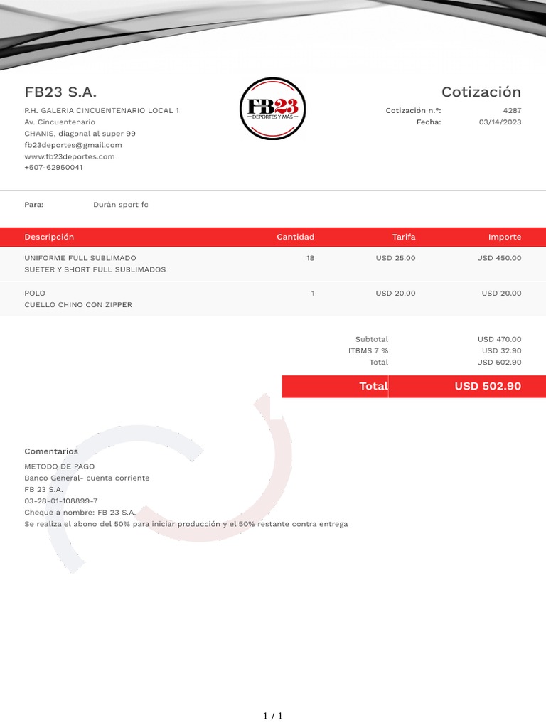 Cotizacion 4287 | PDF