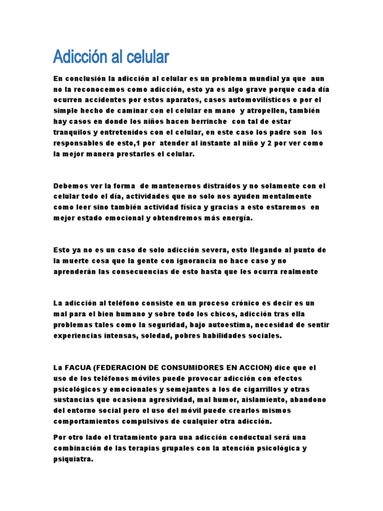 Consecuencias de la adicción al celular | PDF