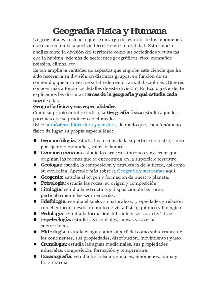 Geografía Fisica y Humana | PDF | Geografía | Geografía Física