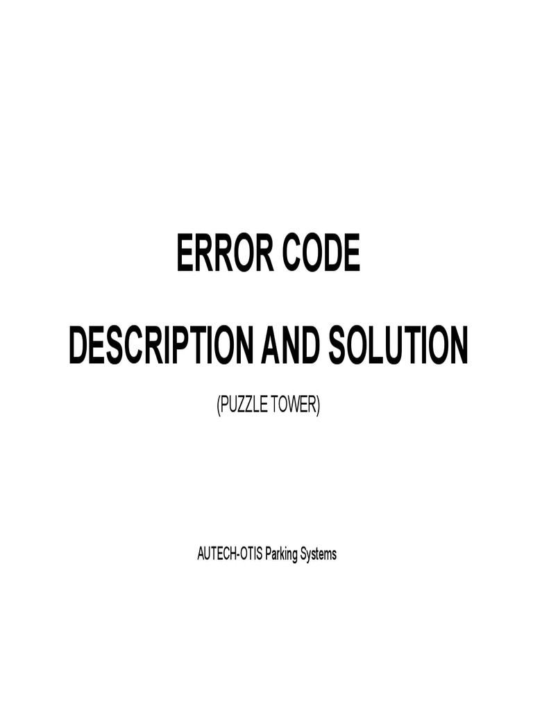 Error Code List Description and Solution | PDF | Relay | Elevator