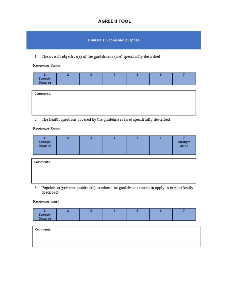 AGREE II Scoring Template | PDF | Business