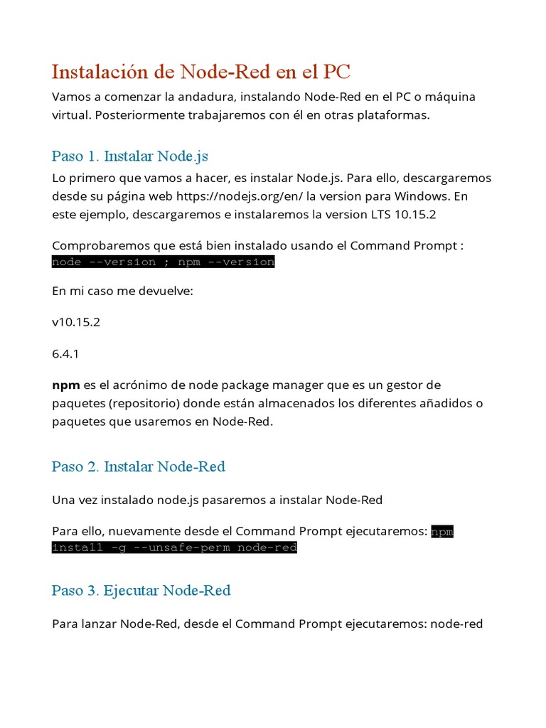 Instalacion Del Node Red | PDF | Ingeniería Informática | Desarrollo de software