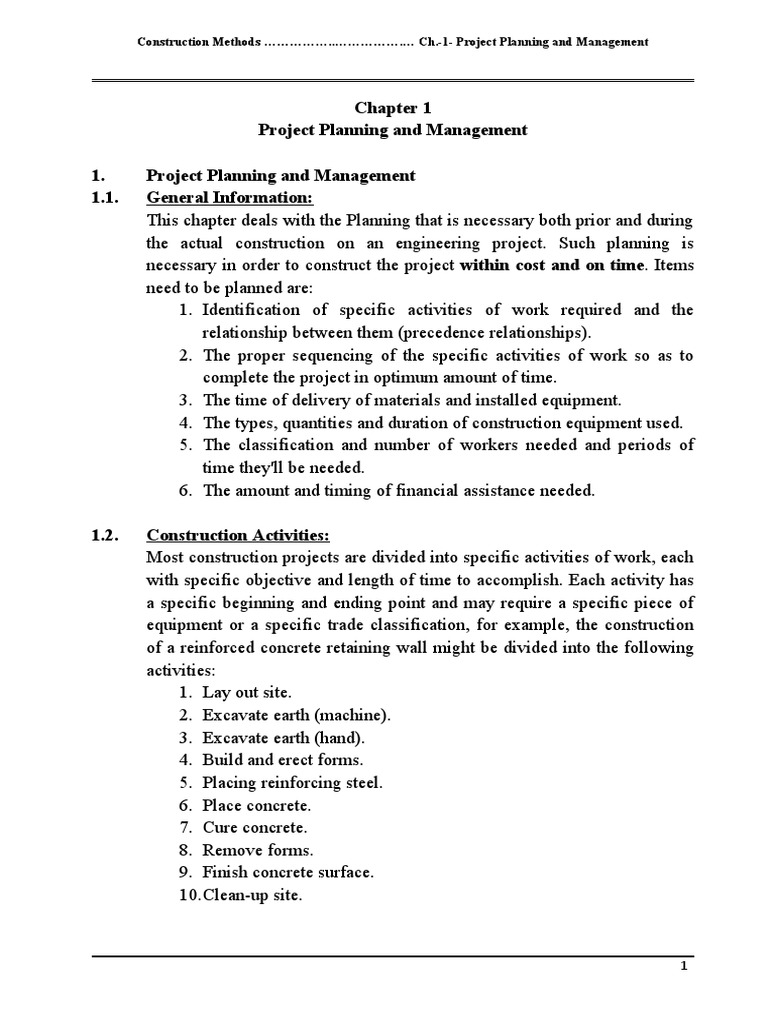 1-Project Planning and Management | PDF | Concrete | Business