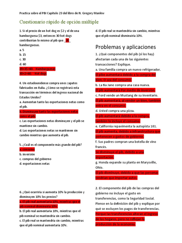 Práctica sobre el PBI Nociones de Economia | PDF | Producto Interno Bruto | Economias