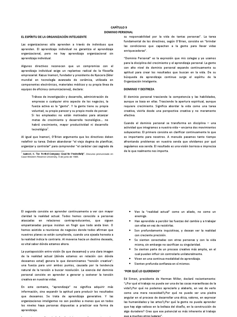 Dominio Personal - Sintesis | PDF | Pensamiento | Aprendizaje