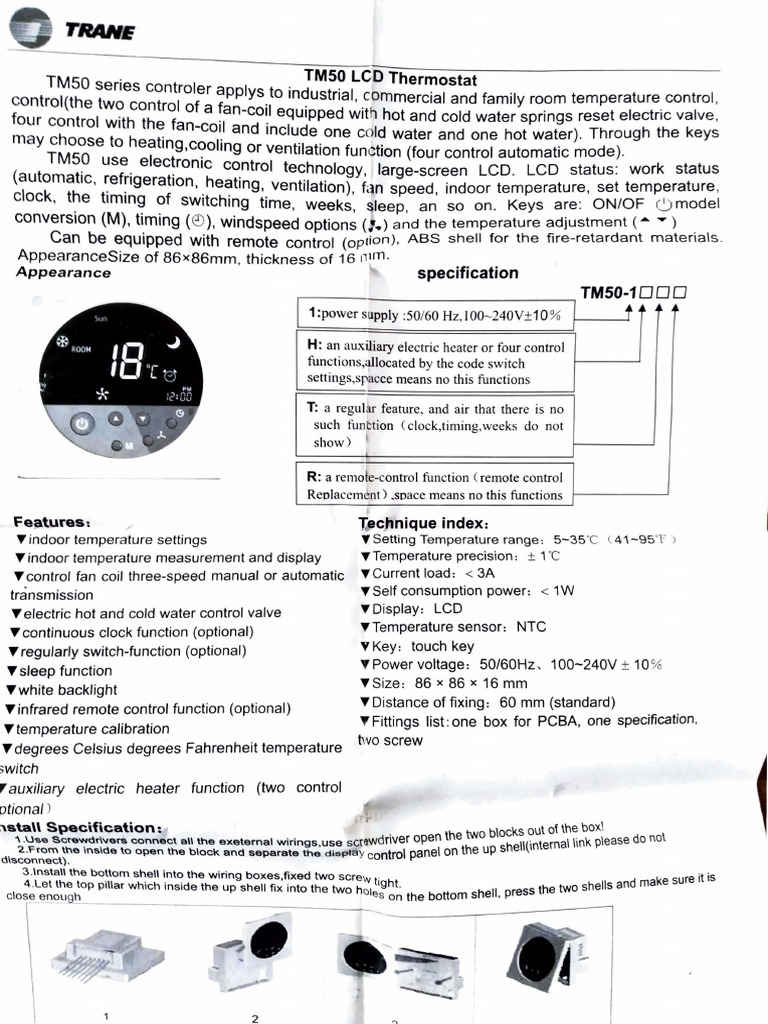 TMSO Series LCD Thermostat: Technical Specifications and Installation ...