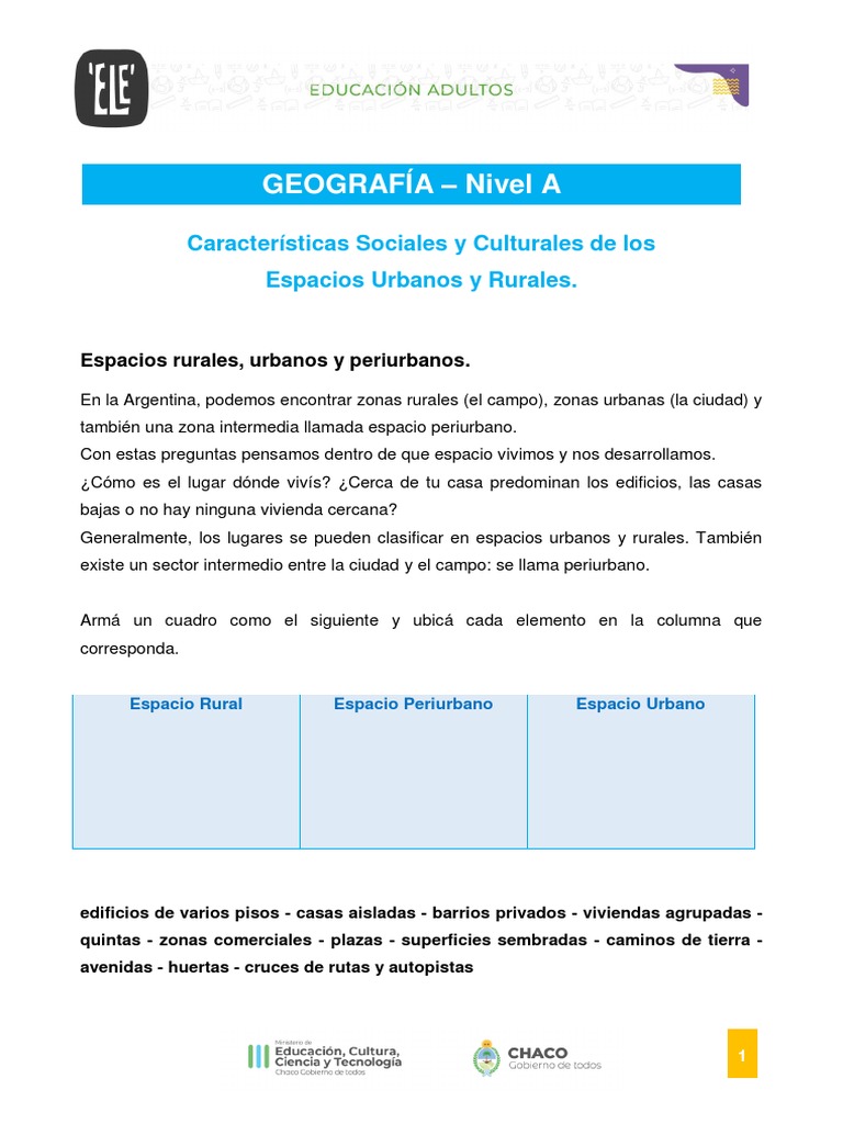 Geografía - Nivel A: Características Sociales y Culturales de Los ...