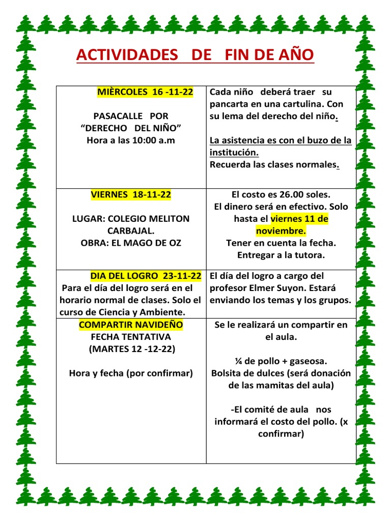 Actividades de Fin de Año | PDF