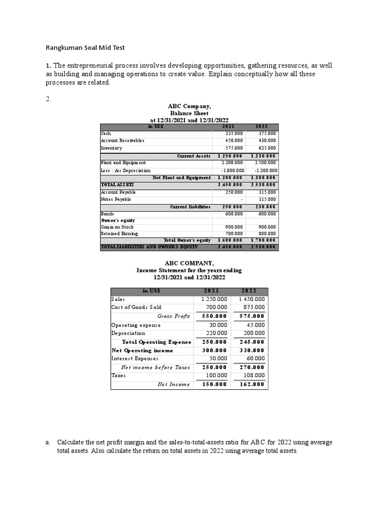Rangkuman Soal Mid Test Solusi Pdf Financial Accounting Money