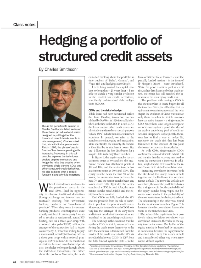 Hedging The Portfolio of Structured Credit Assets | PDF ...