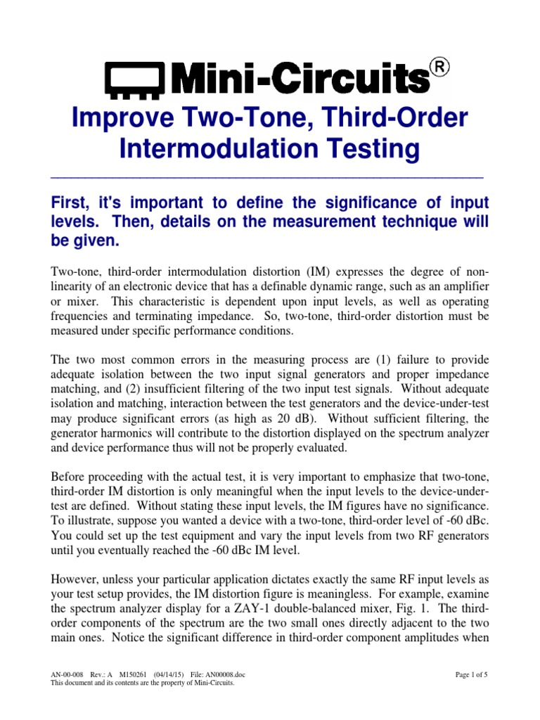 Improve Two-Tone, Third-Order Intermodulation Testing | PDF ...