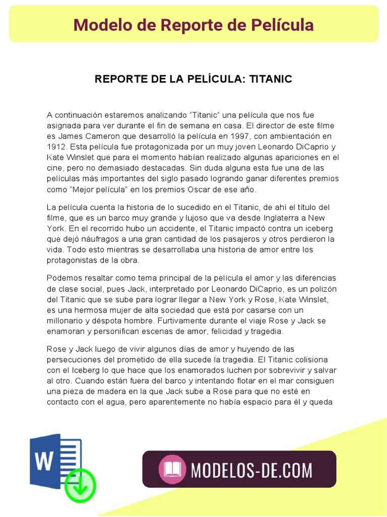 Modelo de Reporte de Película | PDF