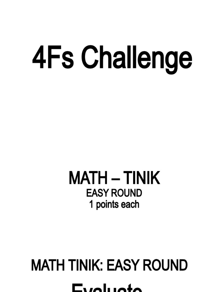 4Fs Challenge | PDF | Elementary Mathematics | Arithmetic