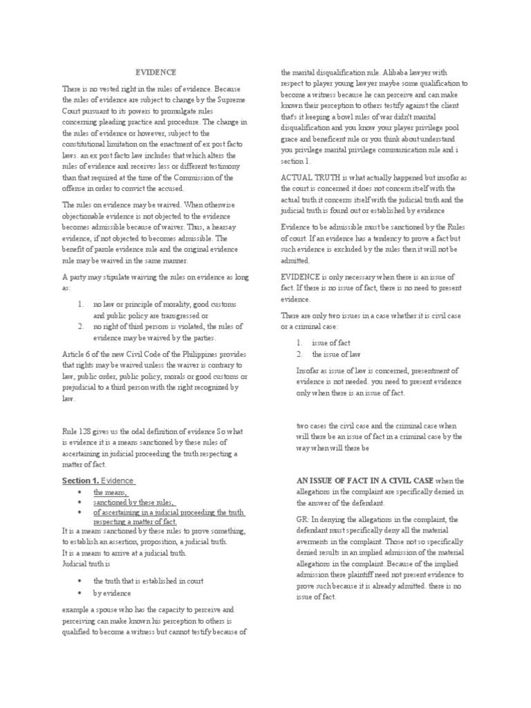 EVIDENCE by Judge Gito | PDF | Evidence (Law) | Burden Of Proof (Law)
