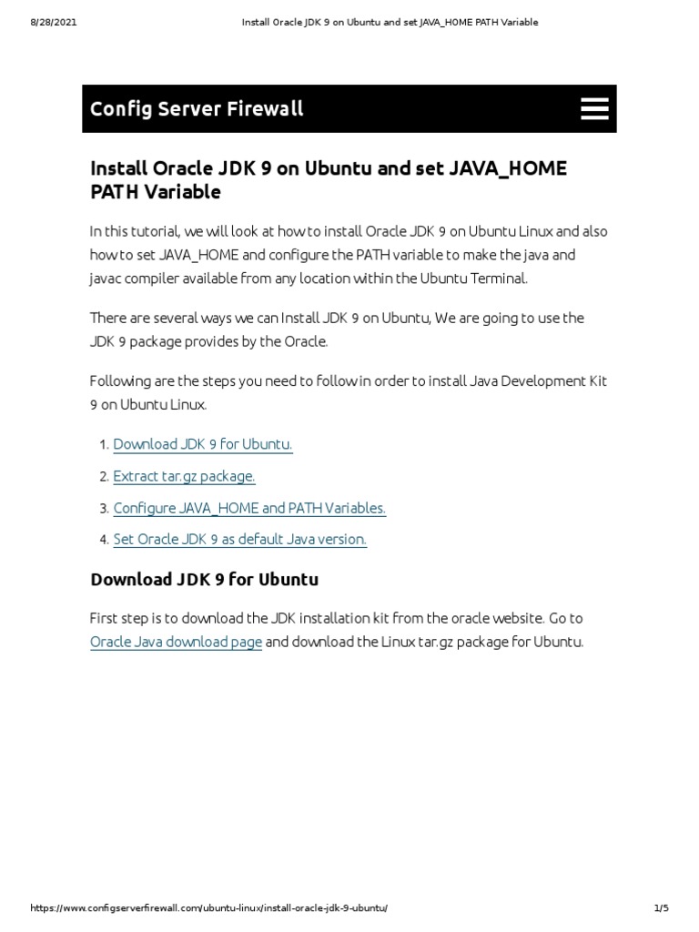 Ubuntu JDK 9 Installation Guide | PDF | Java (Programming Language) | Operating System Technology