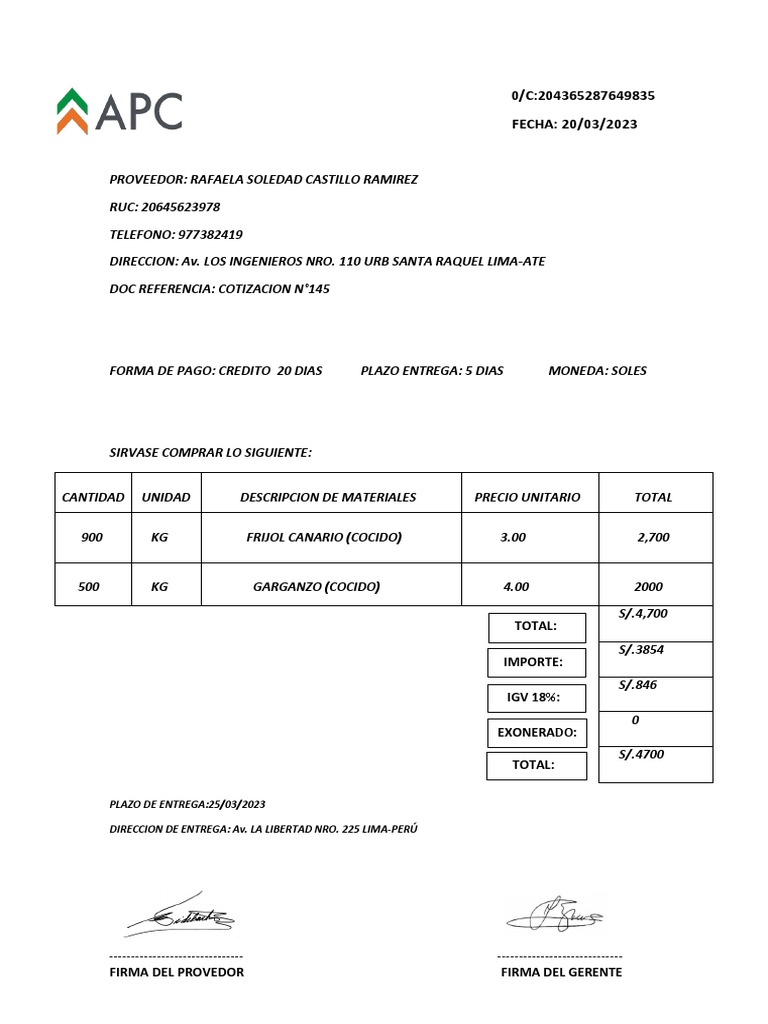 Orden de Compras-Edgar La Rosa | PDF
