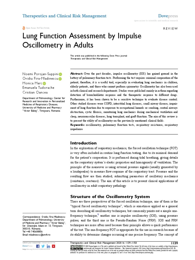 Lung Function Assessment by Impulse | PDF | Asthma | Chronic ...