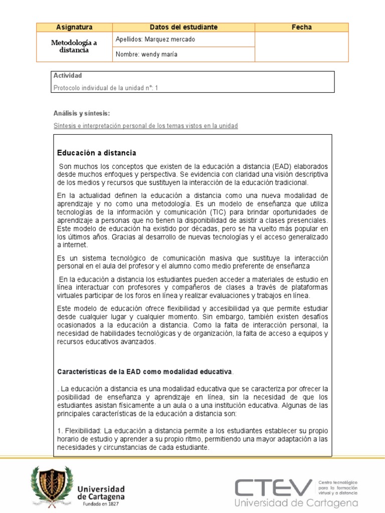Protocolo Individual Resuelto | PDF | Educación a distancia | Aprendizaje