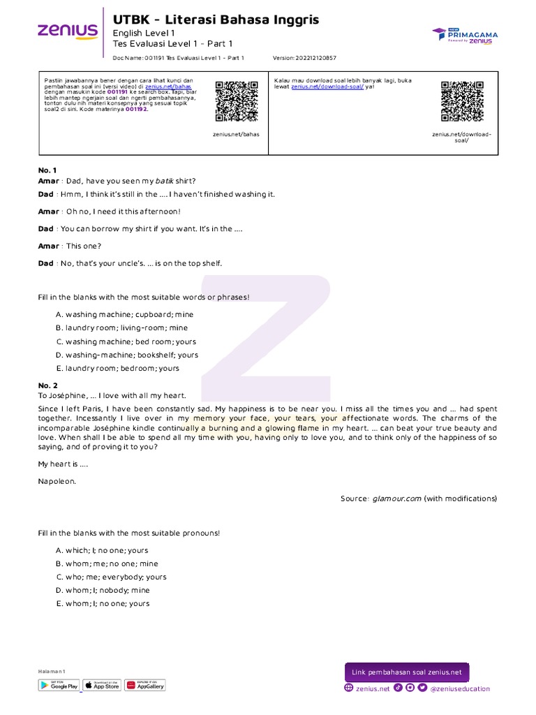 Tes Evaluasi Level 1 - Part 1 | PDF
