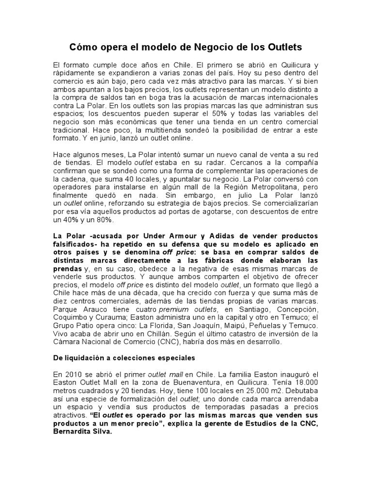 Cómo Opera El Modelo de Negocio de Los Outlets | PDF | Economias ...