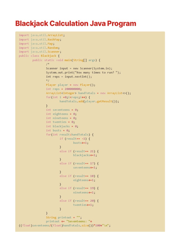 Blackjack Calculation Java Program Pdf Object Oriented Programming