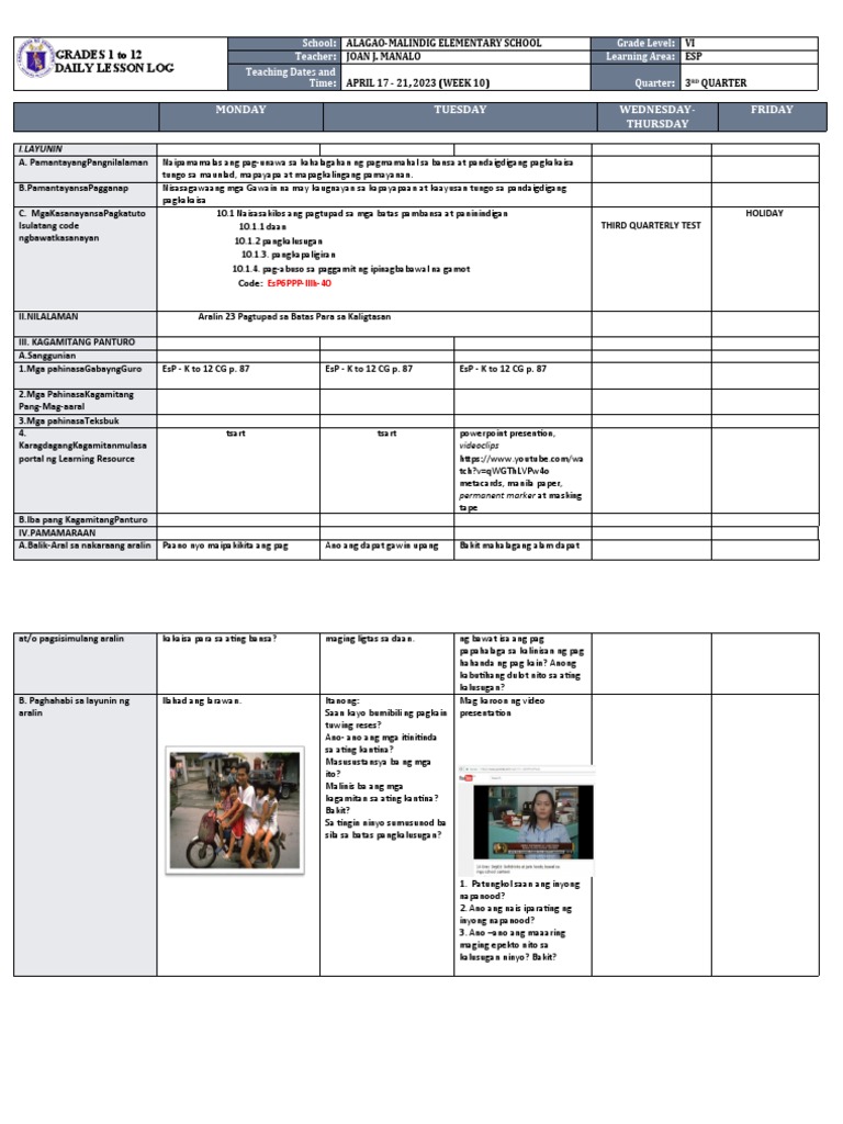 DLL - Esp 6 - Q3 - W10 | PDF