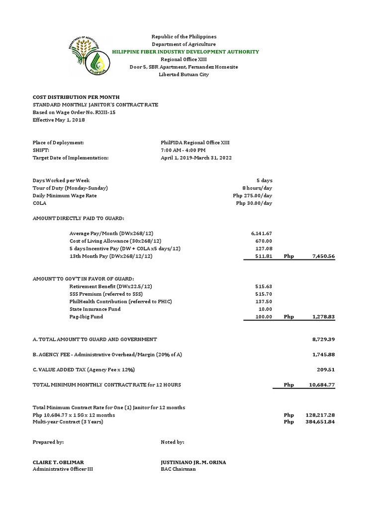 Security Guard Cost Distribution | PDF